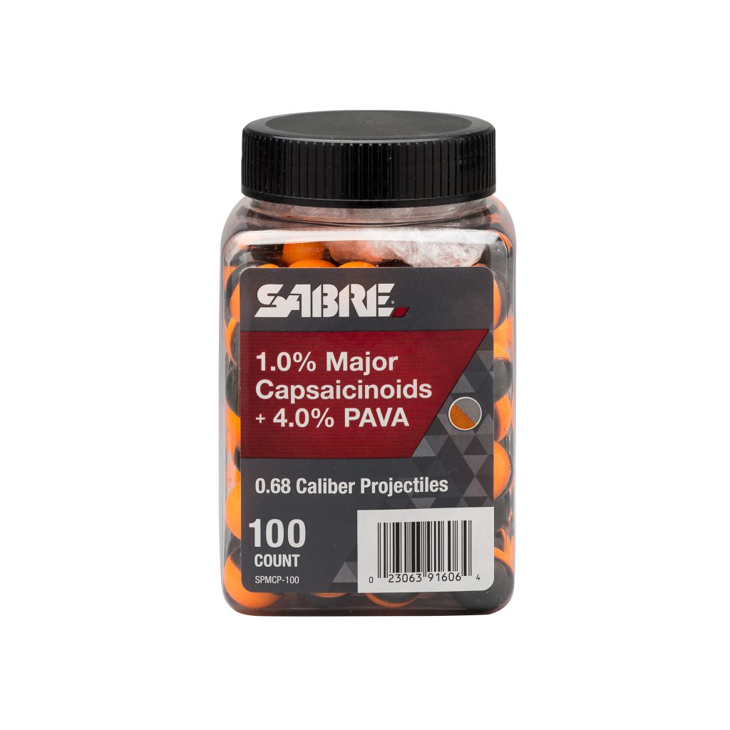 SABRE SPMCP-100 1.0% MC + 4.0% Pava .68 Caliber Projectile 100 Count ...