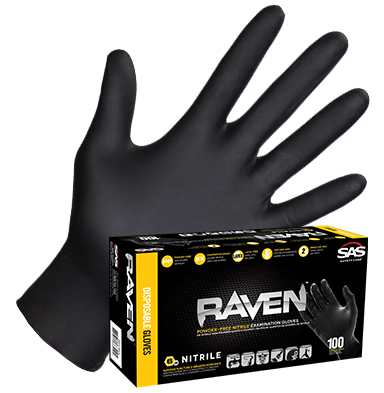 SAS Safety RAVEN 6 mil Black Latex Free and Powder-Free Examination ...